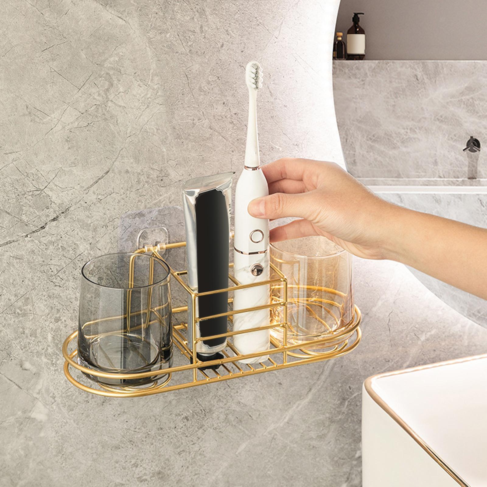 Iron Toothbrush Holder Organizer Storage Rack Toothpaste Holder for ...