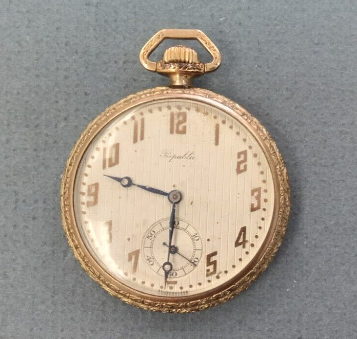 Antique Republic (Locarno) Pocket Watch 6 Jewels As-Is w/ Original Box ...