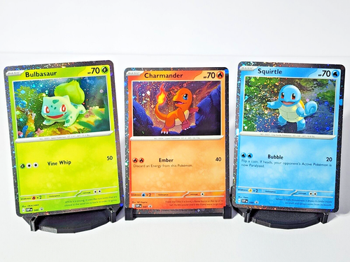 Pokemon 151 Cosmo Holo Promo - Bulbasaur 046 Charmander 047 Squirtle ...