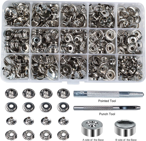 70 Sets 15Mm 5/8" Heavy Duty Snap Fasteners Kit, Metal Snaps for ...