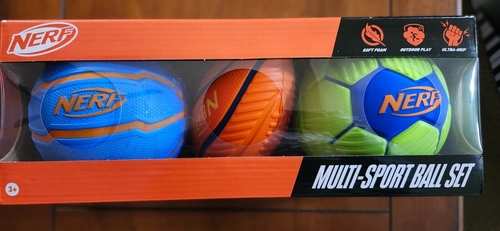 NERF Multi-Sport Ball Set "New" basketball, football, soccer ball, Age ...