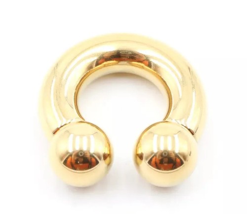 12g-00g GOLD Heavy Gauge Horseshoe Ring Bar Big Ear Weight CBB Prince ...