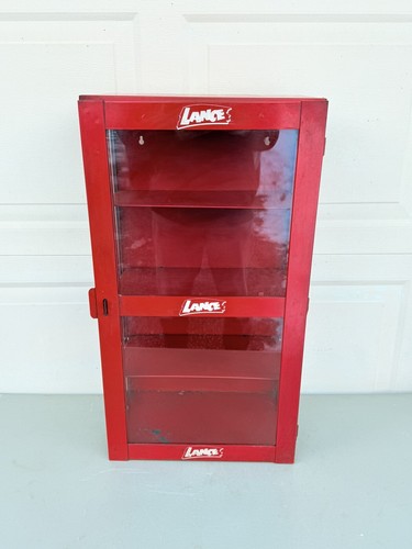 VINTAGE LANCE CANDY GLASS METAL STORE DISPLAY CABINET CASE ADVERTISING ...