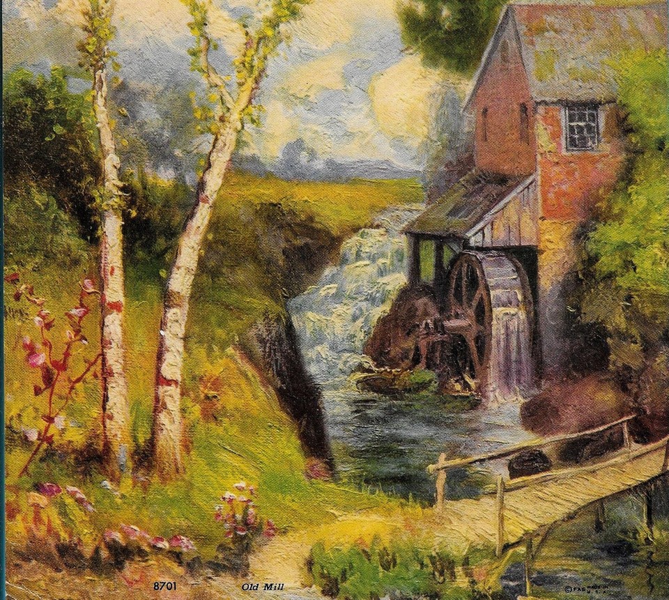 R. Atkinson Fox "Old Mill" Birch Trees, Bridge 10"x8" Sample Print ...