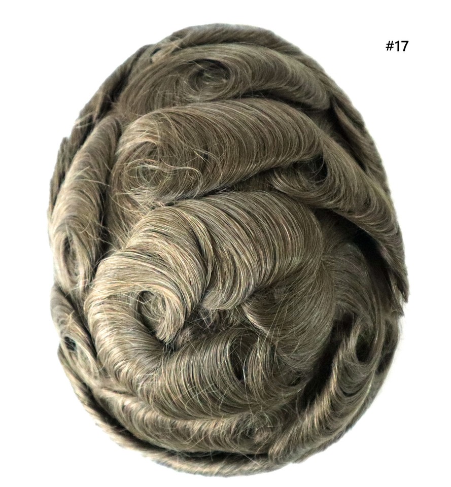 Mens Toupee Human Hair Replacement System Poly Skin V Real Wigs ...