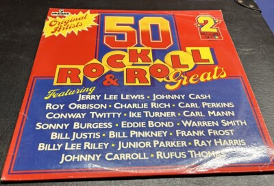 50 Rock & Roll Greats - 2x 12” Vinyl LP Compilation - Free P&P ...