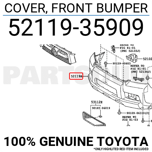 5211935909 Genuine Toyota COVER, FR BUMPER 52119-35909 | eBay