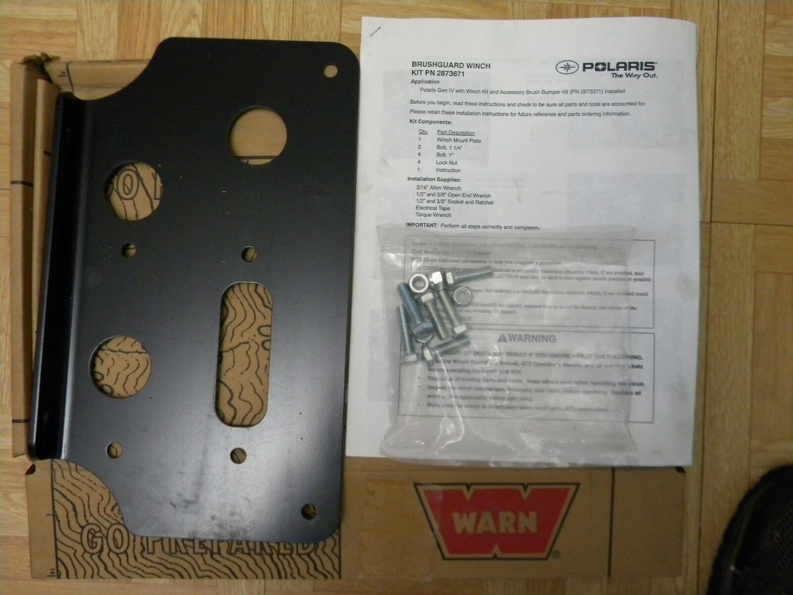 Pure OEM Polaris Bush Guard Winch Mounting Kit #2873671 New Warn #61471 ...