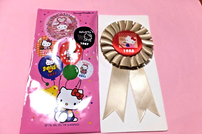 Hello kitty rosette pin badge sanrio puroland 1985 pattern 2019 | eBay
