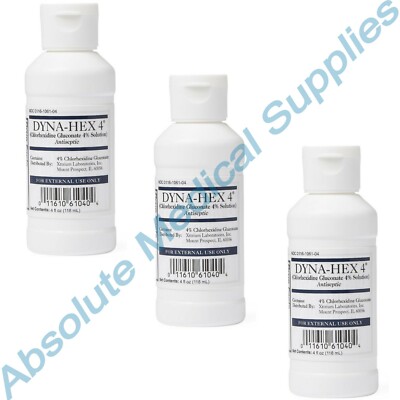 *3-Pack* Medline Dyna-Hex 4 CHG Antimicrobial Skin Cleanser Liquid 4Oz ...