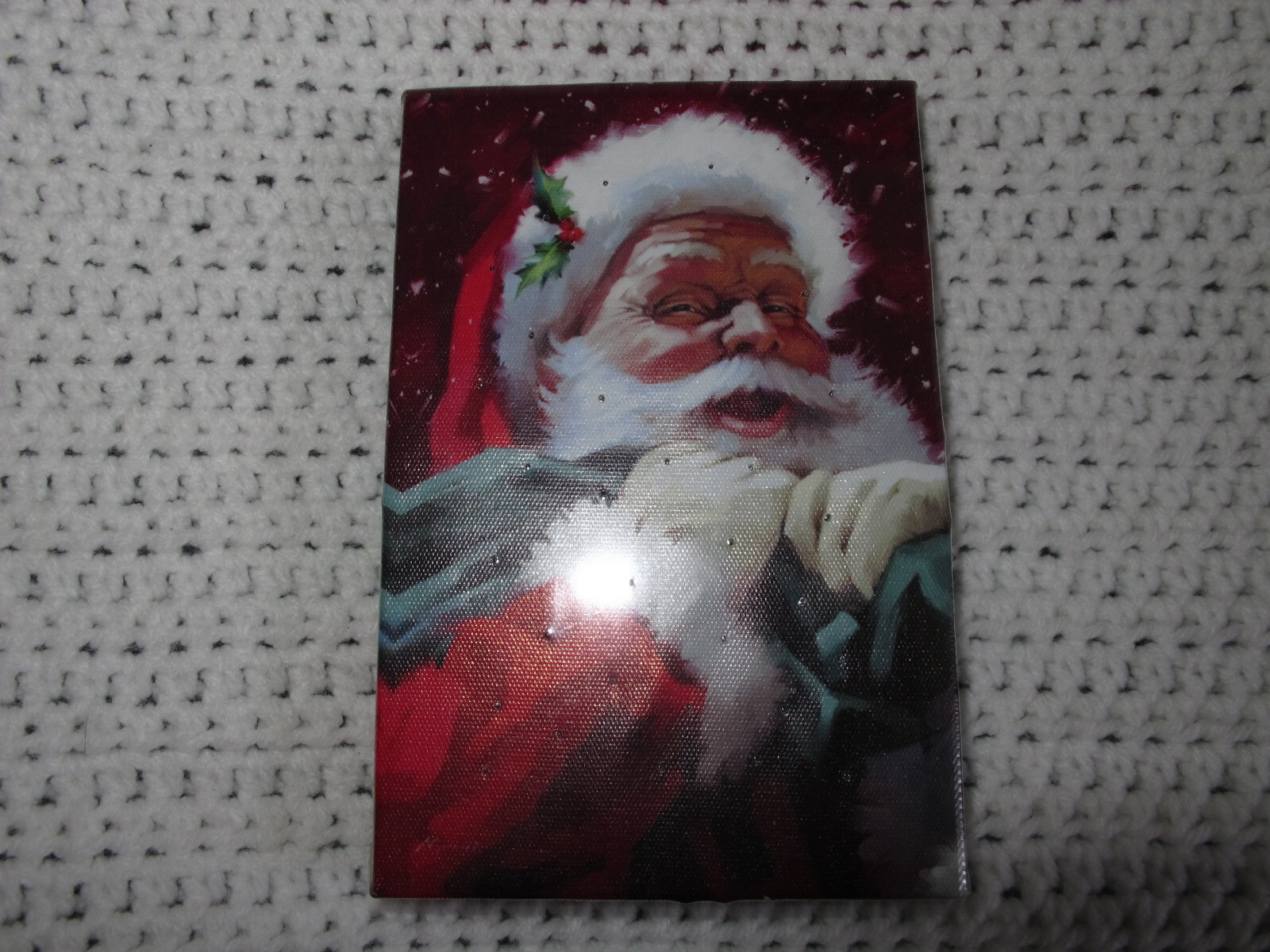 Christmas Canvas on frame Led Light Up Santa Claus Wall Plaque Tabletop ...