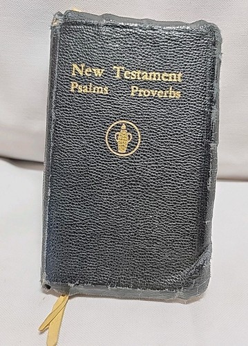 Vintage 1941 New Testament Psalm Proverbs Mini Pocket Bible 5" Leather ...