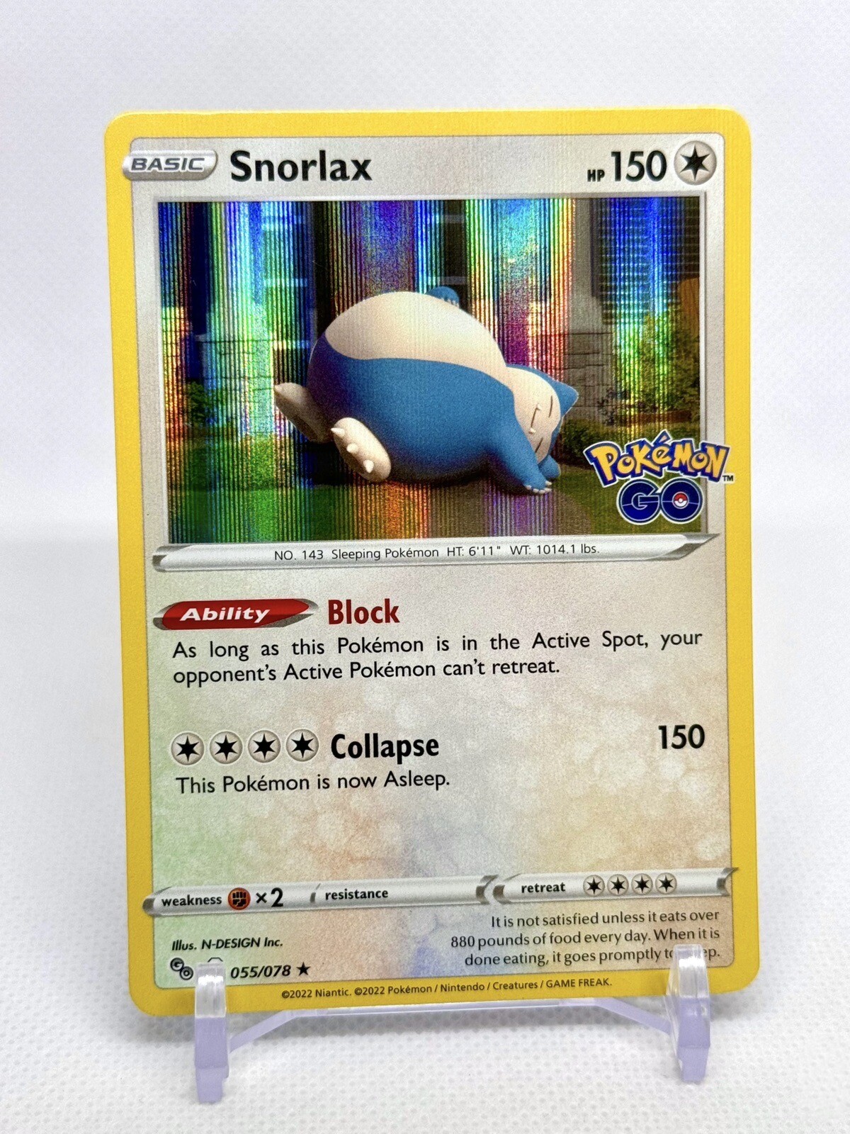 Pokémon TCG Snorlax Pokemon GO 055/078 Reverse Holo Holo Rare for sale ...
