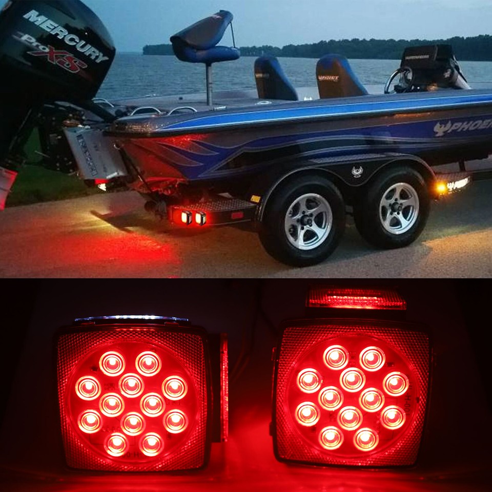 12V Rear Led Submersible Trailer Tail Lights Kit Boat Marker Truck ...