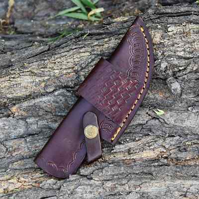 Handmade fixed blade knife leather sheath vertical carry horizontal ...