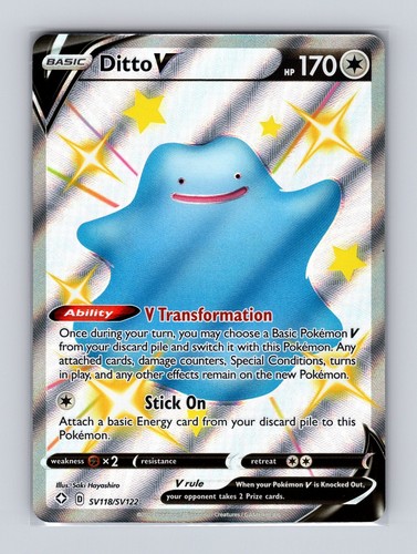 Ditto V SV118/SV122 Full Art Ultra Rare Shining Fates Pokemon Card NM ...