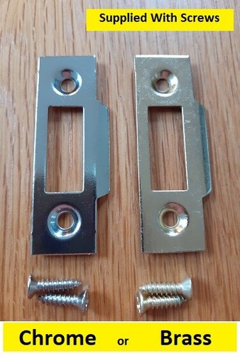 Door Lock Striking Plate Keeper Chrome / Brass For Mortice Latch Slam ...