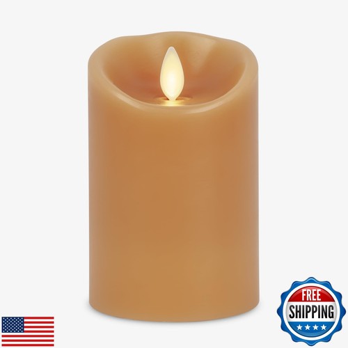 Luminara Sunlit Honey Garden Pillar Candles - Flameless Real-Flame ...