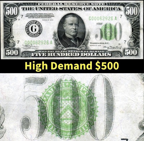 HGR SUNDAY 1934 $500 FRN ((Highly WANTED)) Only LIGHTLY CIRCULATED | eBay