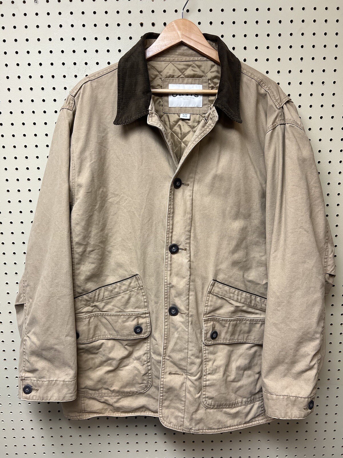 ORVIS Men’s XL Classic Barn Canvas Coat Jacket 100% Cotton Quilted Tan ...