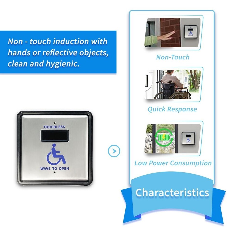 Wireless Handicap Door Opener Sensor Switch Touchless Wave to Open,4 ...