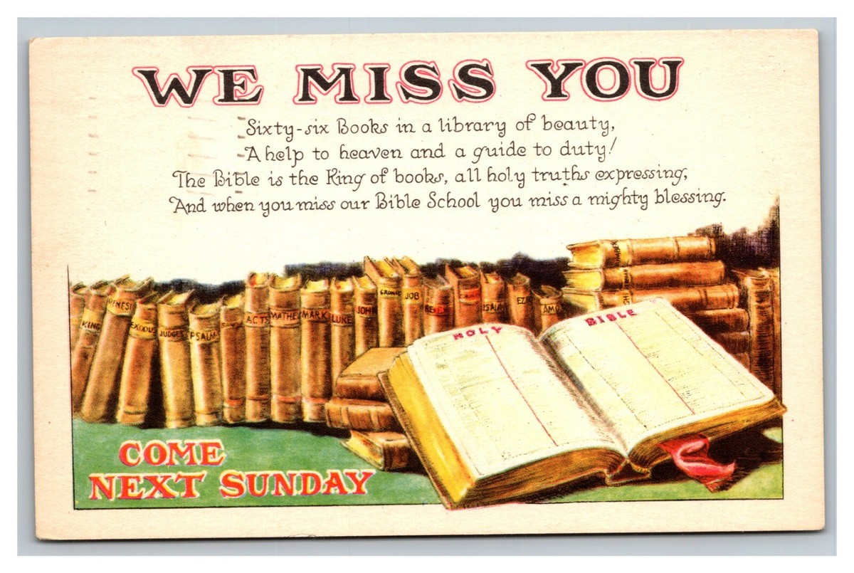 Weve Missed You Sunday School Postcards Vintage 1939 Postcard We Miss