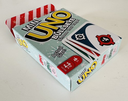 MINI UNO Bullseye Card Game - Mattel Holiday Edition - Actual Size ...