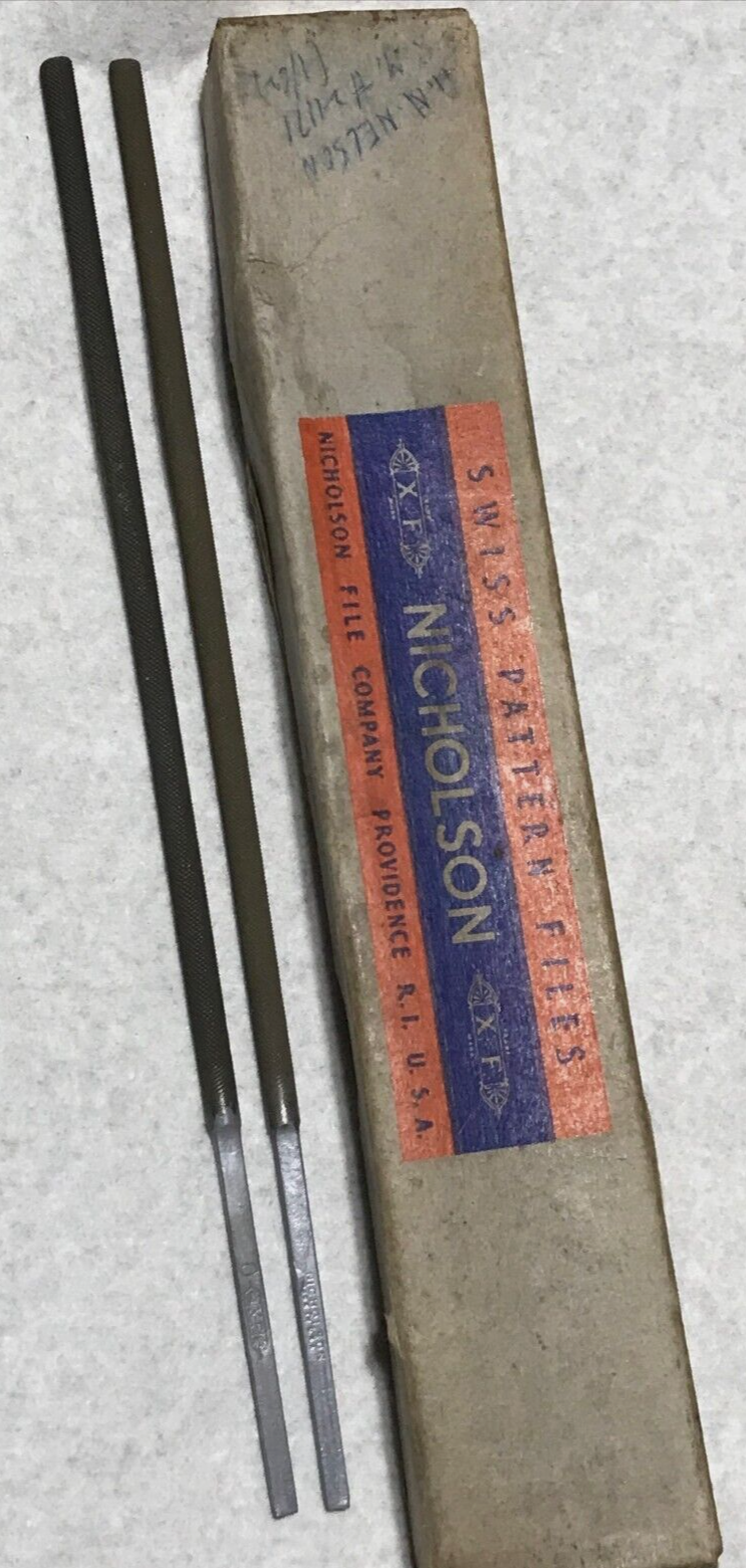 Lot of 2 Nicholson X.F. swiss pattern 6" #0 cut round straight files ...