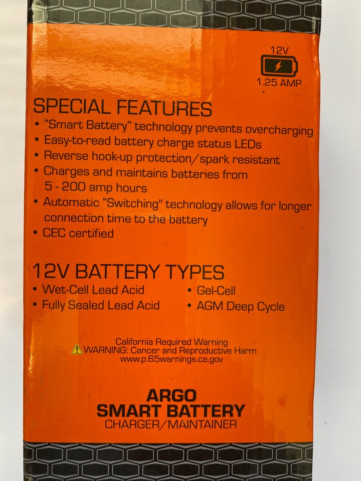 ARGO ATV PART 900-0472-001 argo smart battery charger/maintainer (argo ...