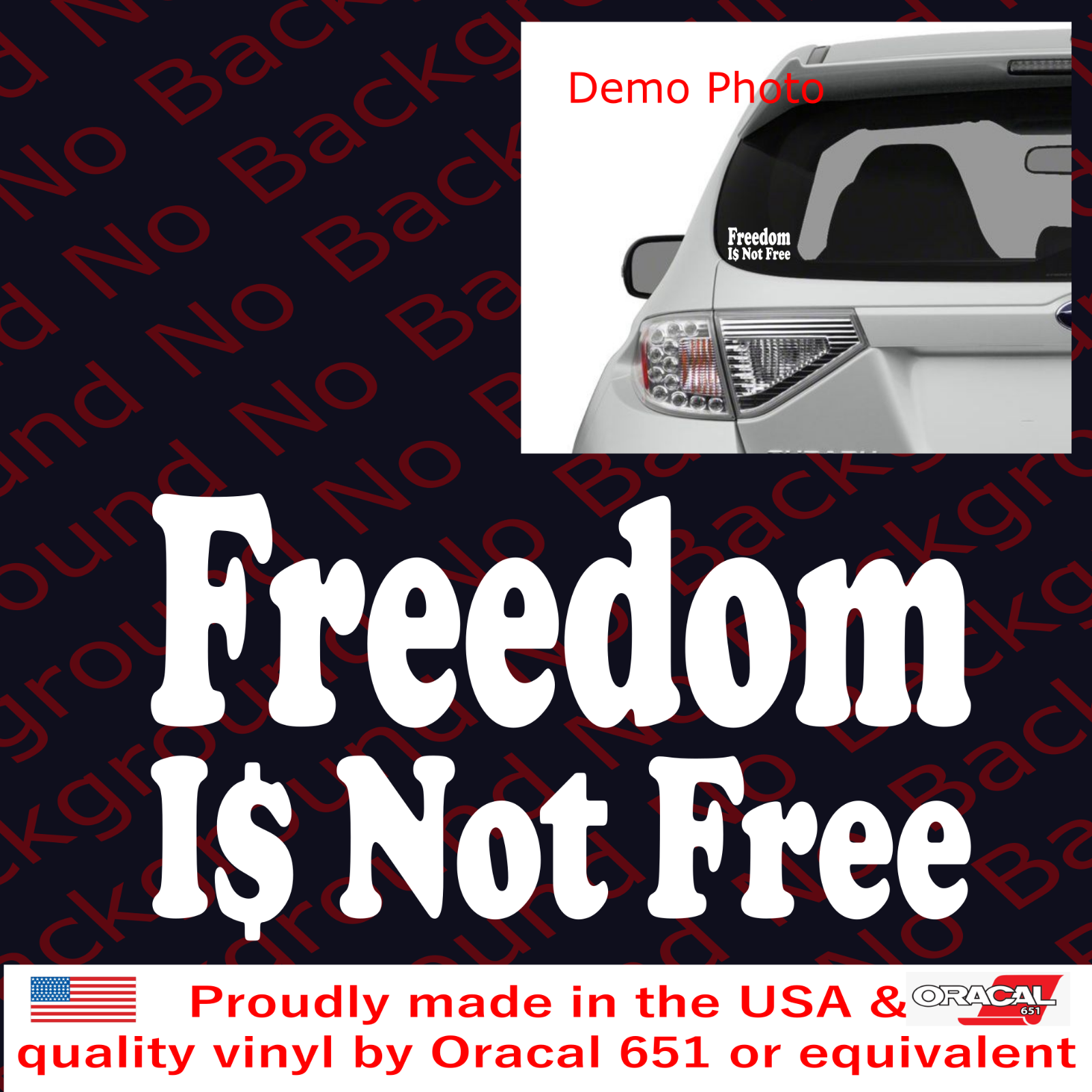 Freedom Is Not Free Funny Vinyl Window Die Cut Decal Sticker for ...