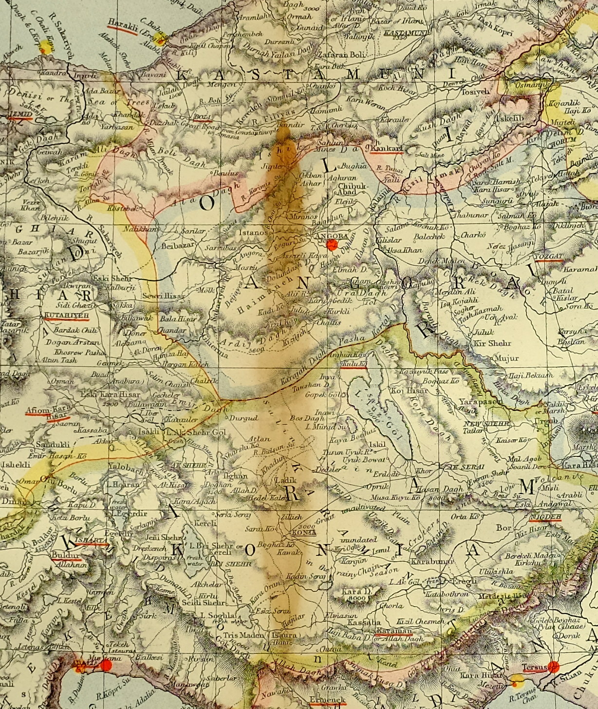 1883 LETTS MAP ASIA MINOR KHODAVENGHIAR SMYRNA SAMOS CONSTANTINOPLE ...