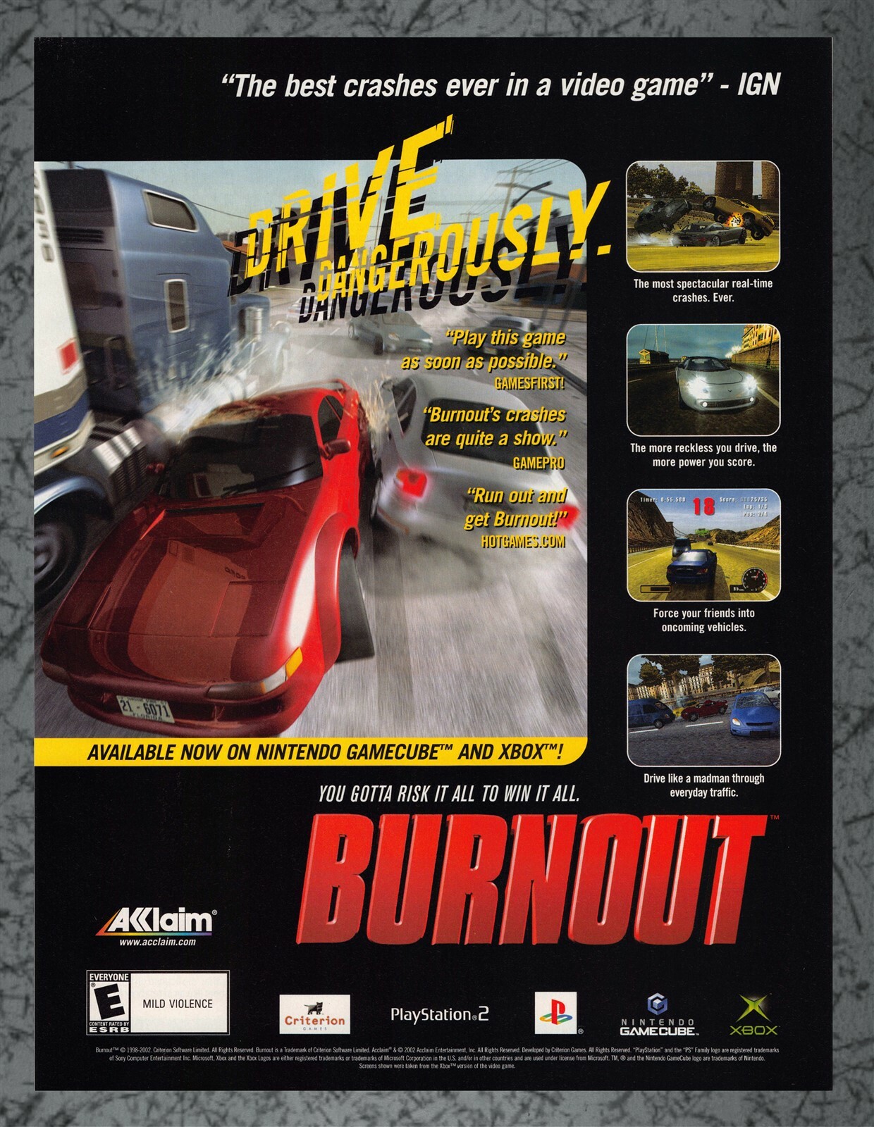 Burnout Nintendo GameCube - Print Ad Original Art 7.75x10.50 | eBay