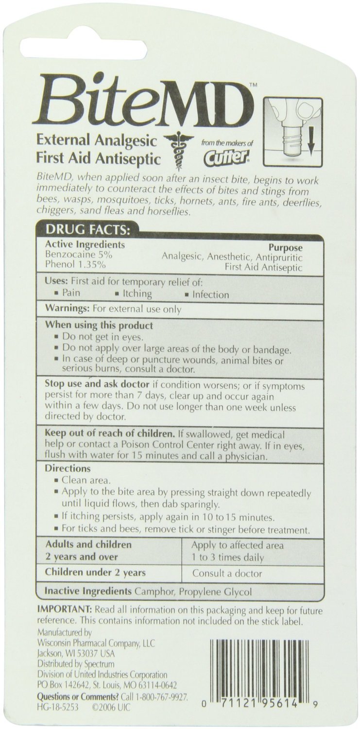 4 Pack Cutter Bite Md Insect Bite Relief Stick Stops Pain Relieves ...