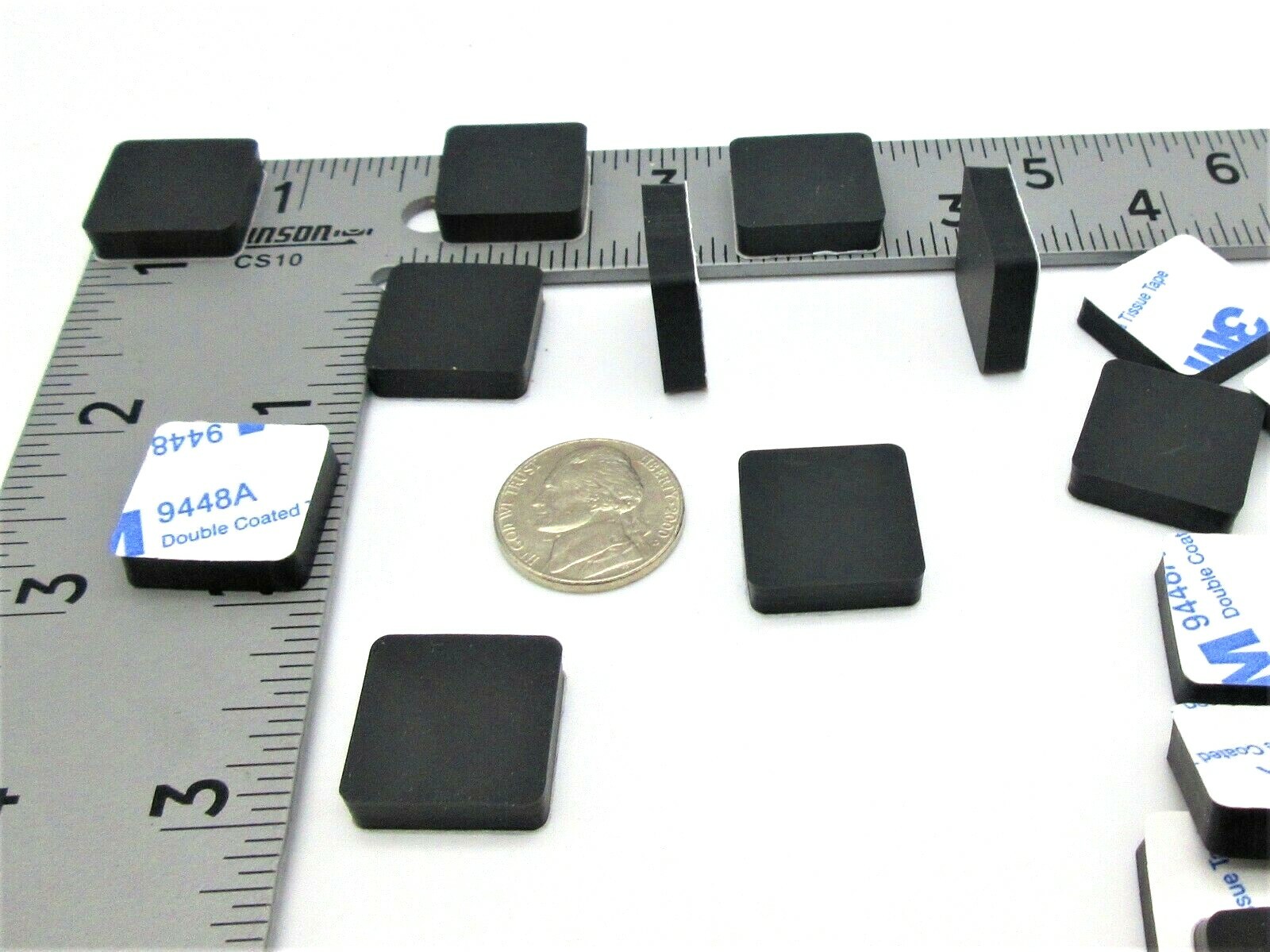 3/4" Square Rubber Feet 3/16" Tall 3M Adhesive Backing Various Pack ...