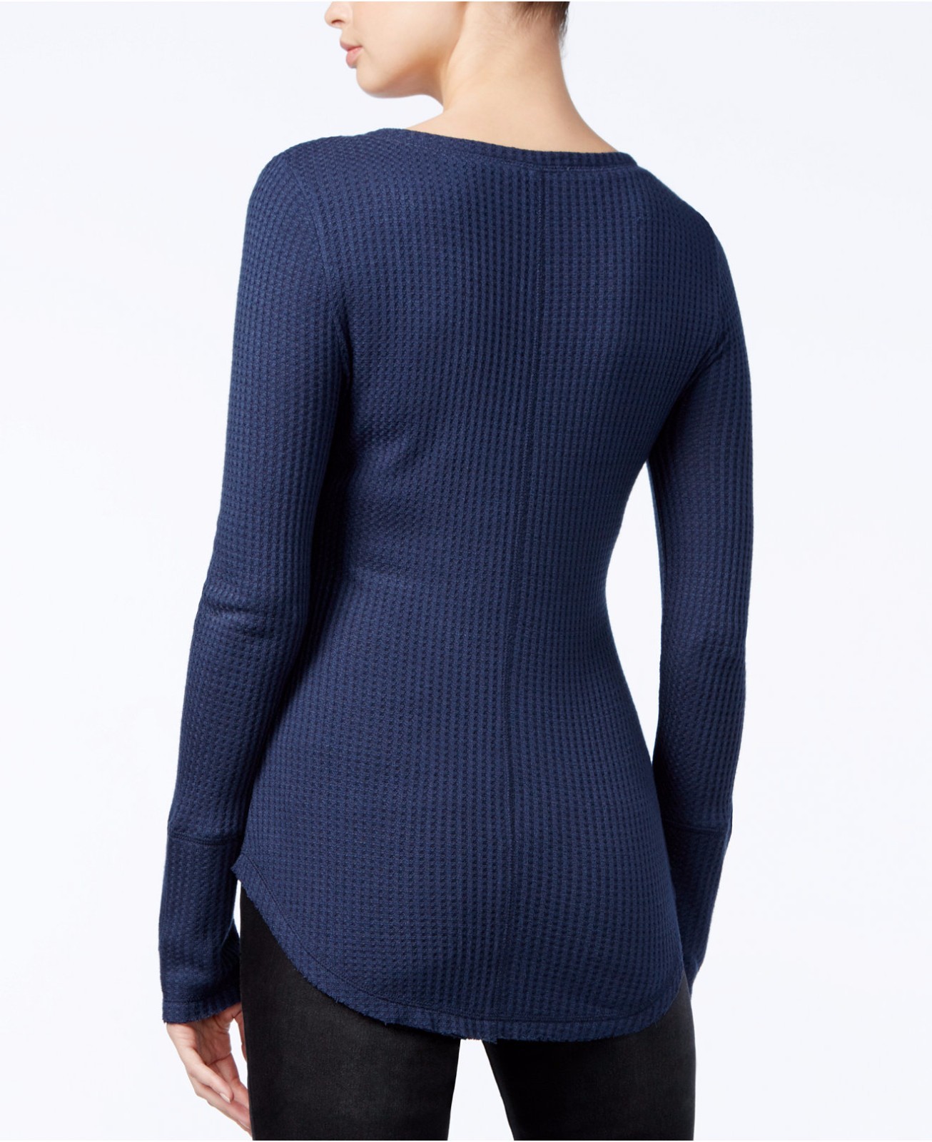 WILLIAM RAST Dress Blues Gordon Revival Stretch Waffle Knit Lace-Up Top ...