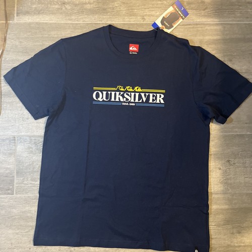 Quicksilver Mens Graphic T Shirt Short Sleeve Tee Dark Blue Large NWT ...