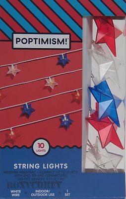 Poptimism! 10 Red Clear Blue Star Patriotic String Lights White Wire ...