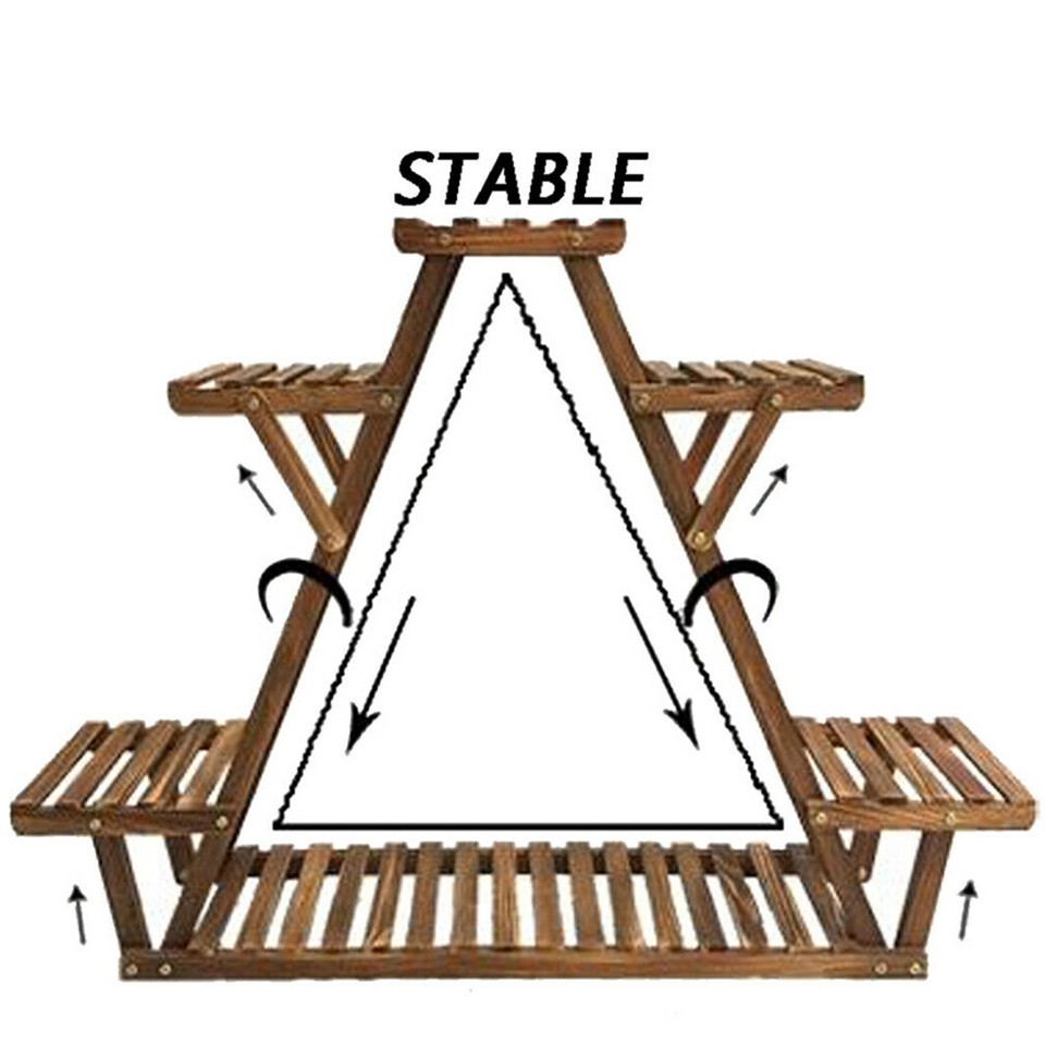 Heavy Duty Triangle Wood Plant Flower Succulent Pots Stand Display ...