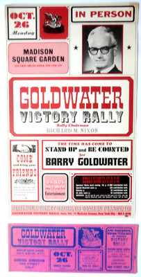 1964 Old-Timey Goldwater VICTORY RALLY Poster & General Admission ...