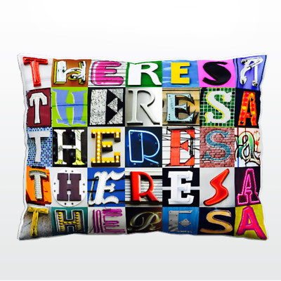 Personalized Pillow featuring the name THERESA in photos of actual sign ...