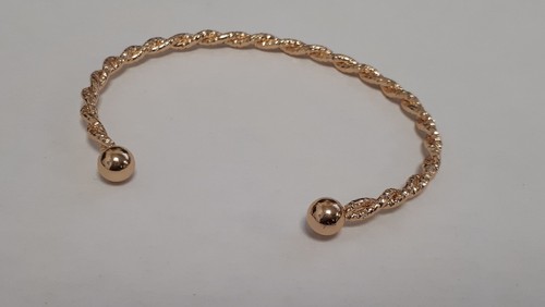 BREAL Bracelet jonc doré torsion ajustable gourmette Art moderne /EBRR ...