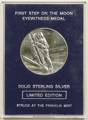 First Step On The Moon Eyewitness Medal Franklin Mint Sterling Silver ...