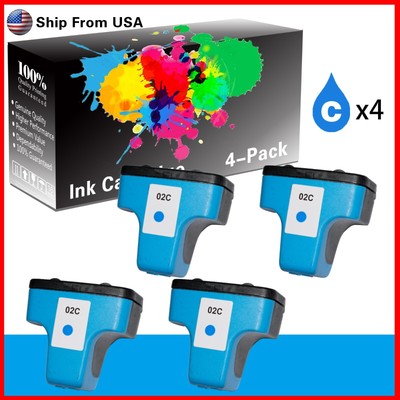 4PK 02 XL Cyan Ink Cartridge for PhotoSmart C6288 C7150 C7180 Printer ...