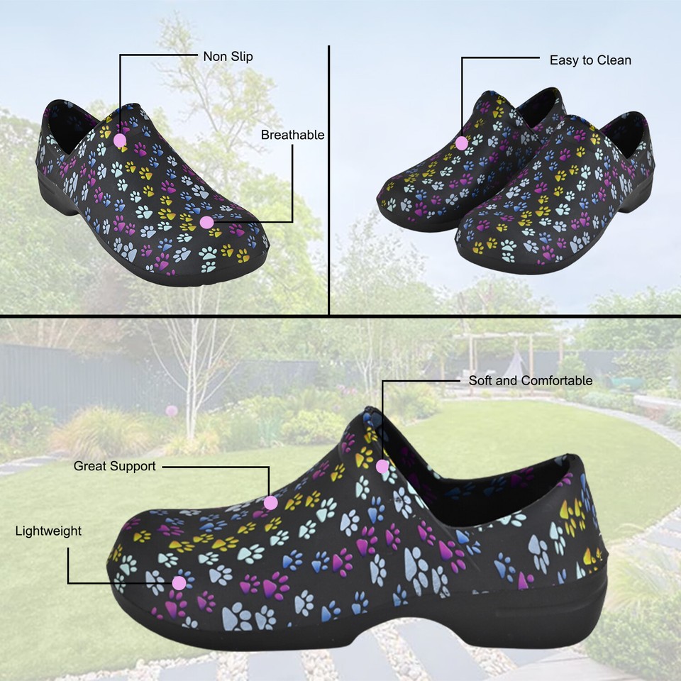 JEFFRICO Clogs for Women Nurse Shoes Garden Clogs Slip Resistant Dog ...