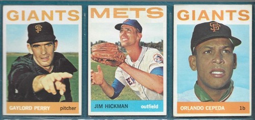 1964 Topps Baseball Perry HOF, Hickman & Cepeda HOF Hi Numbers and EX ...