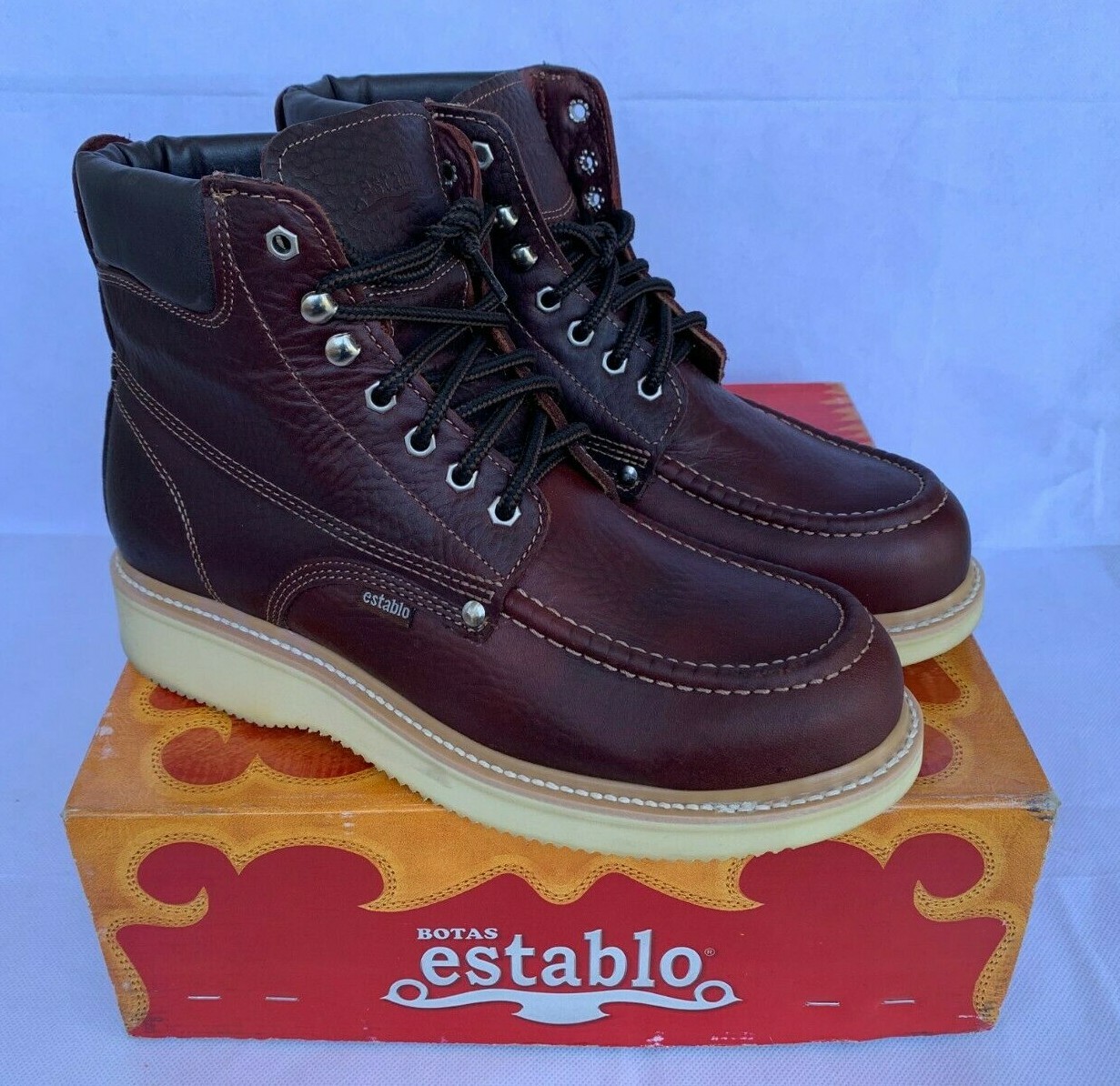 NEW - Establo Work Boots 513 Shedron 6" Leather Bull Fight Slip ...