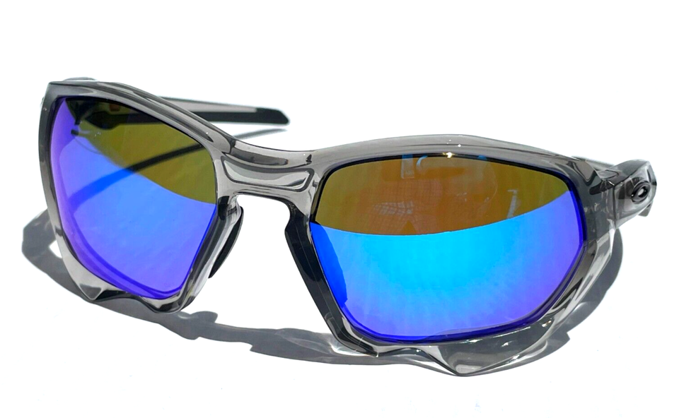 NEW Oakley PLAZMA Grey Smoke POLARIZED Galaxy Blue Lens Sunglass 9019 ...