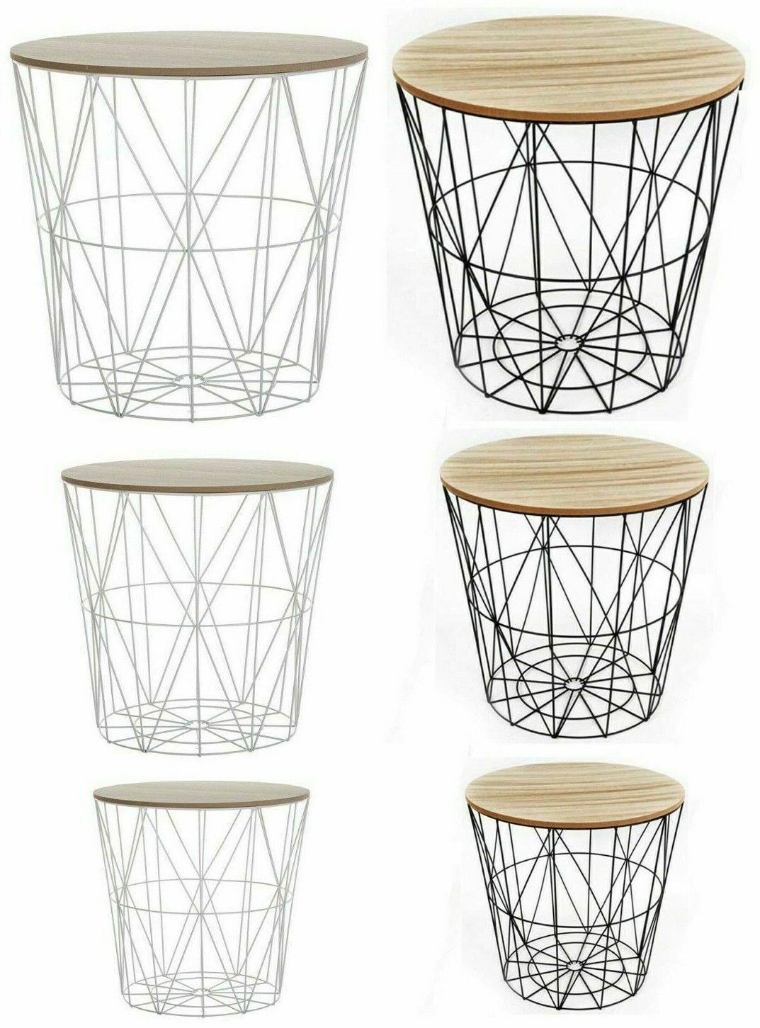 METAL WIRE COFFEE TABLE STORAGE ROUND SIDE COFFEE TABLE BASKET HOME ...