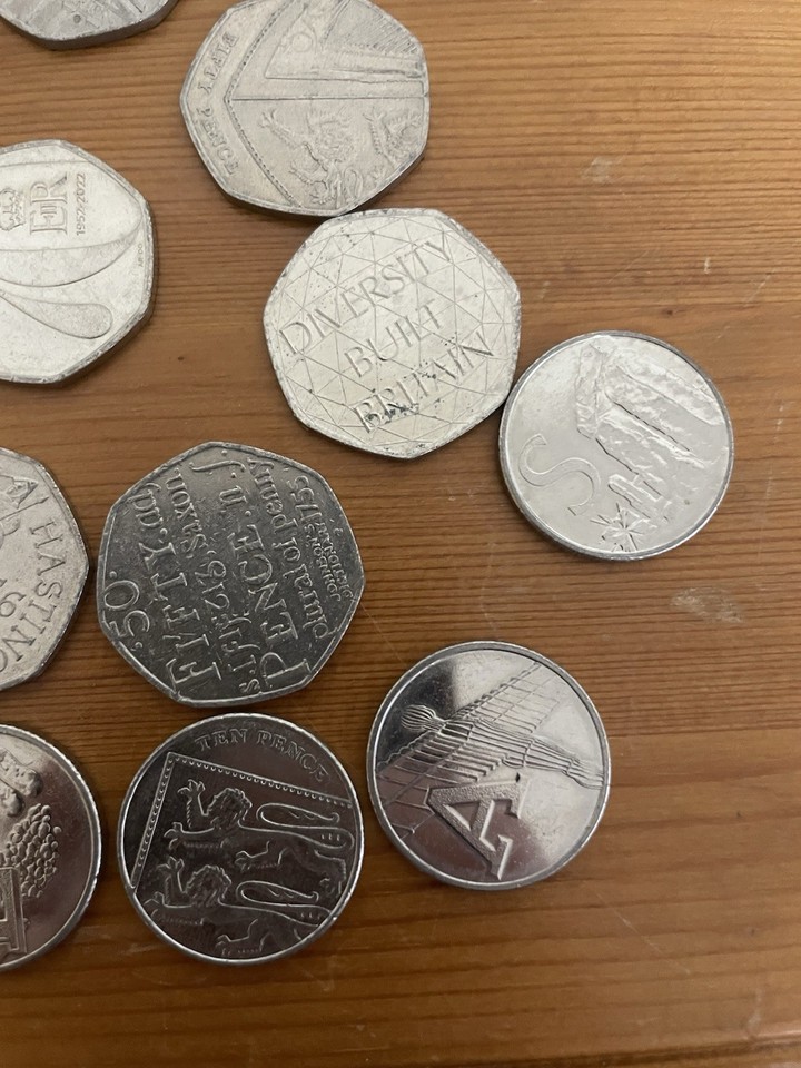 Joblot Mixed Coins 50p 20p and 10p Coins Circulated Good Condition ...