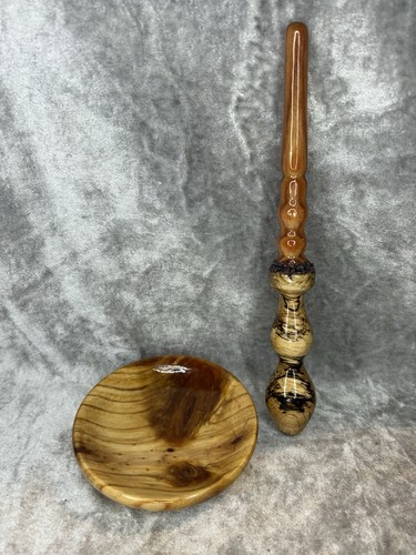 Artisan Made Translucent Amber Pine Wood Magic Wand And Matching ...